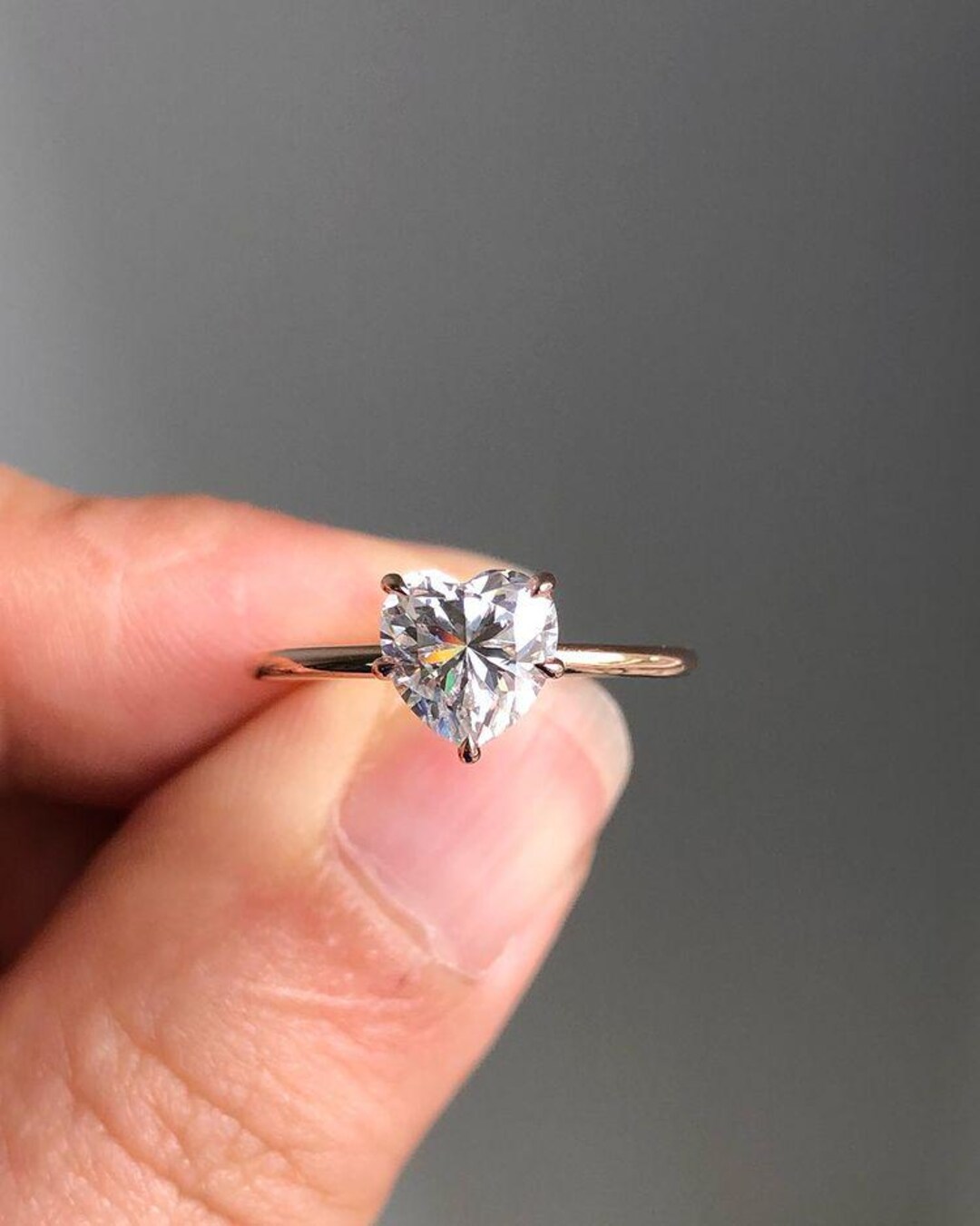 Antique Style Hart Cut Engagement Ring, 10k Gold Vintage Solitaire ...