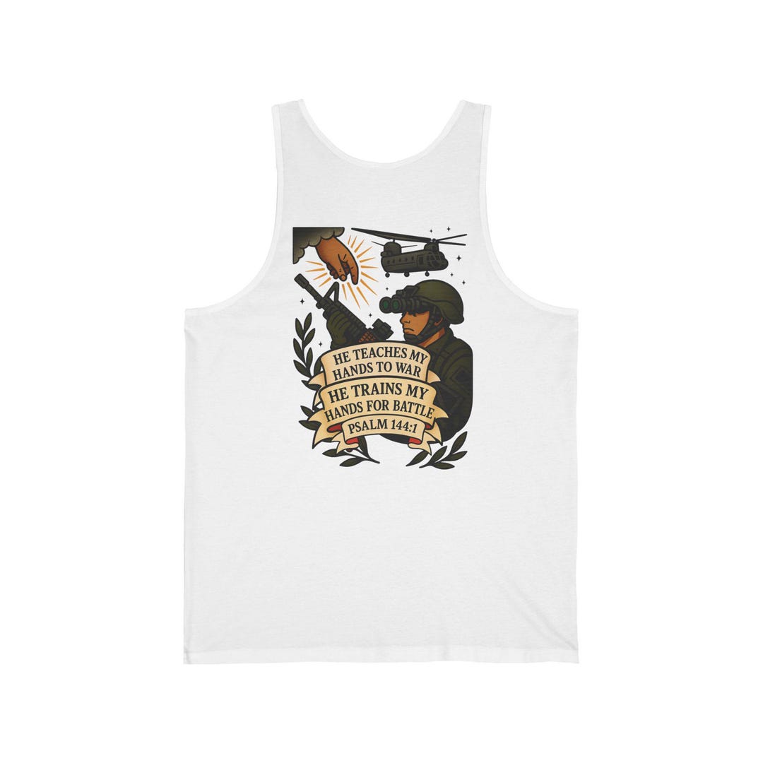 He Trains My Hands for Battle Psalm 144:1 Tank Top | Military Prayer ...