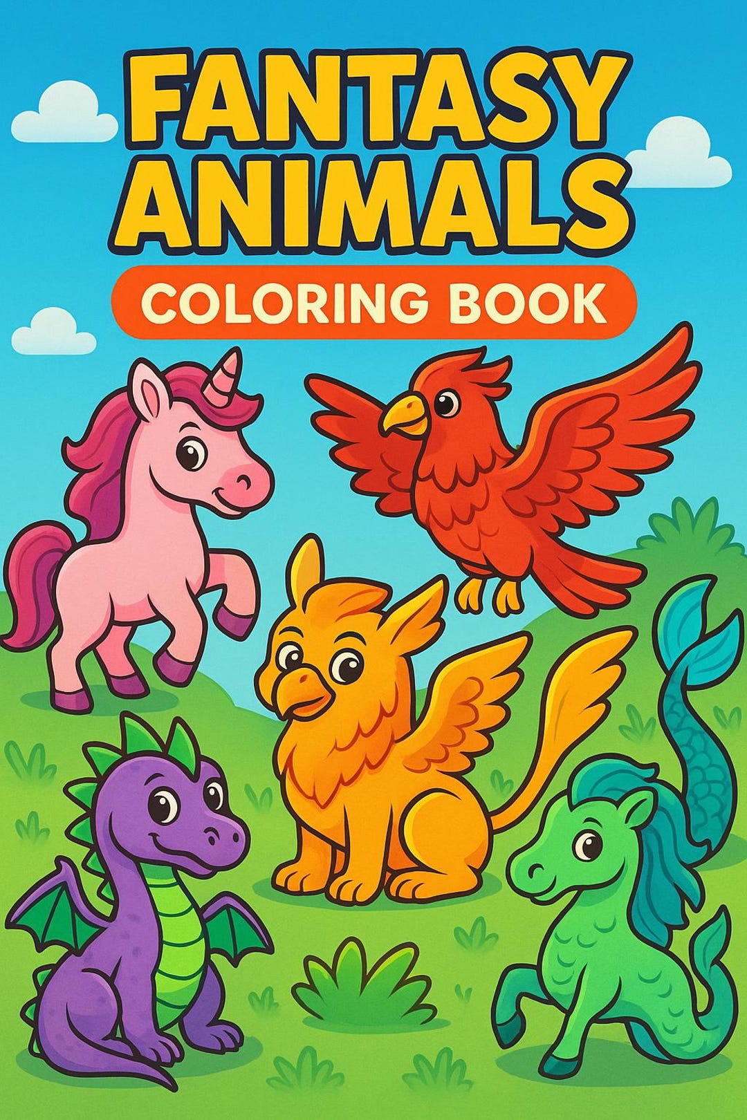 Fantasy Animals Coloring Book for Kids | Dragons, Unicorns & Mythical ...