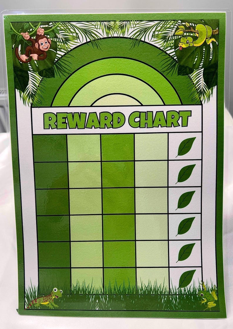 Reward Chart for Kids – Jungle Theme Reusable Velcro Behaviour Tracker ...