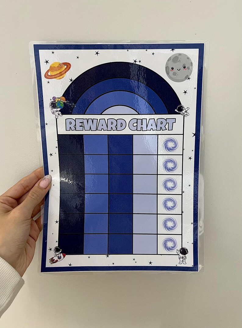 Reward Chart for Kids – Space Theme Reusable Velcro Behaviour Tracker ...