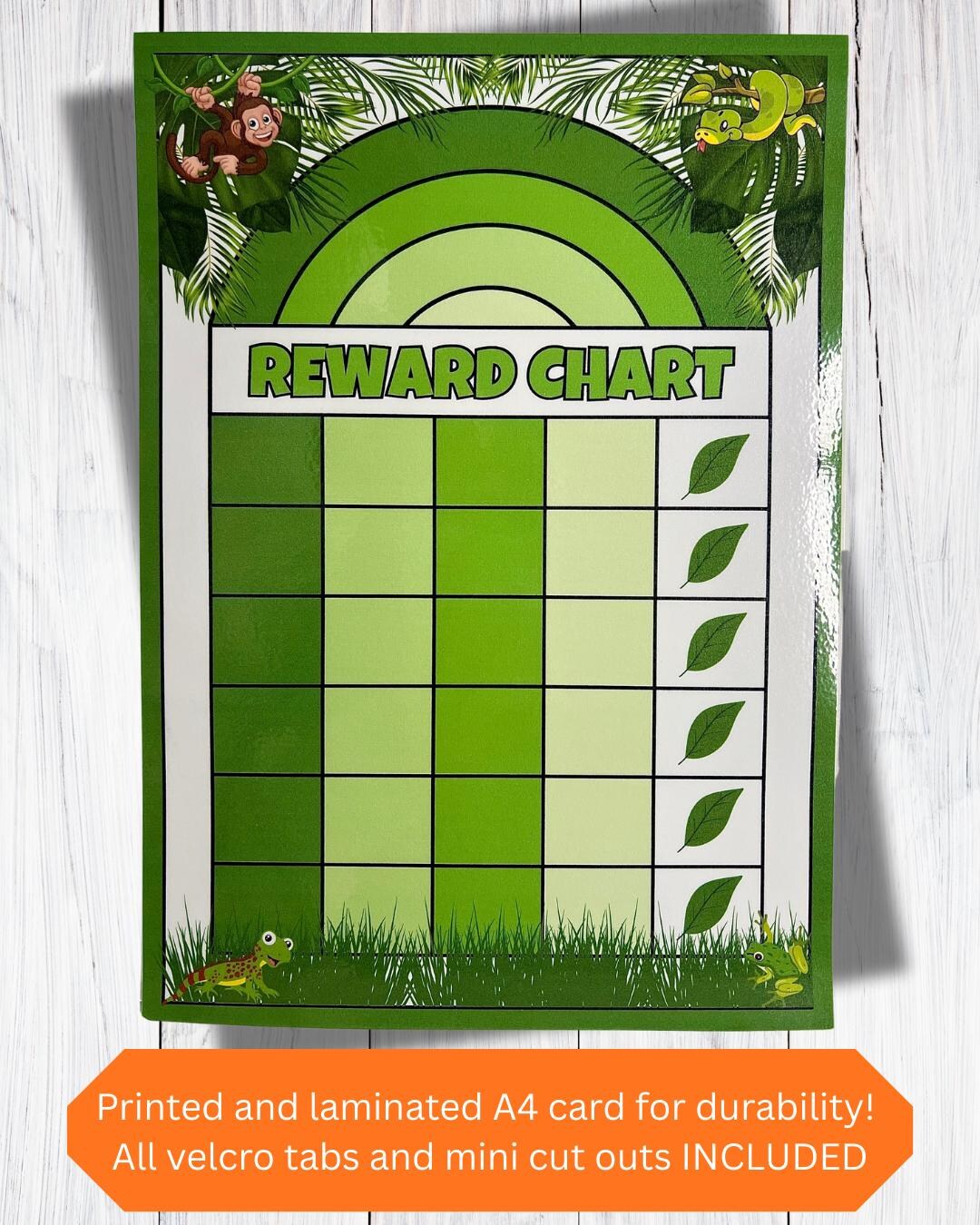 Reward Chart for Kids – Jungle Theme Reusable Velcro Behaviour Tracker ...
