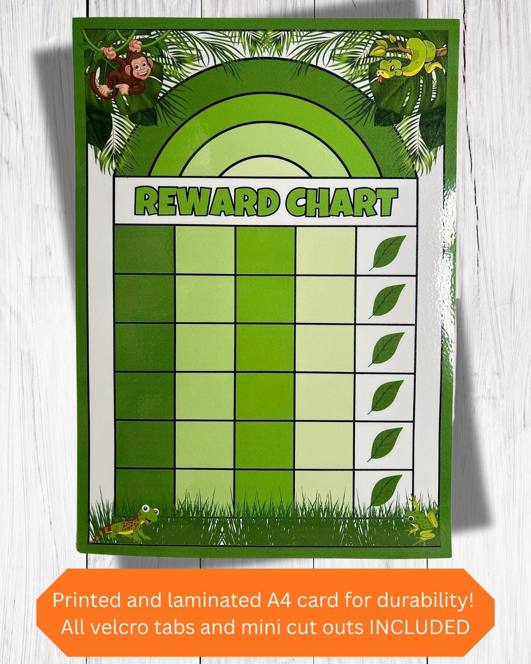 Reward Chart for Kids – Jungle Theme Reusable Velcro Behaviour Tracker ...