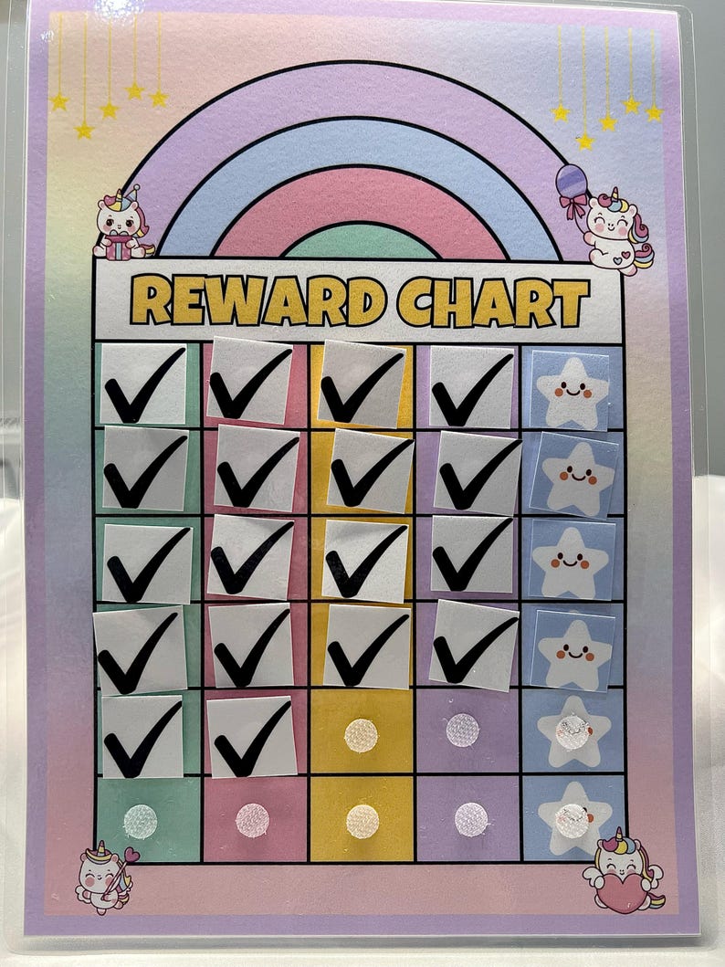 Reward Chart for Kids – Fairy Theme Reusable Velcro Behaviour Tracker ...
