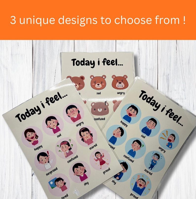Emotions Chart for Kids – Feelings With Pictures, Teddy Bear Character ...