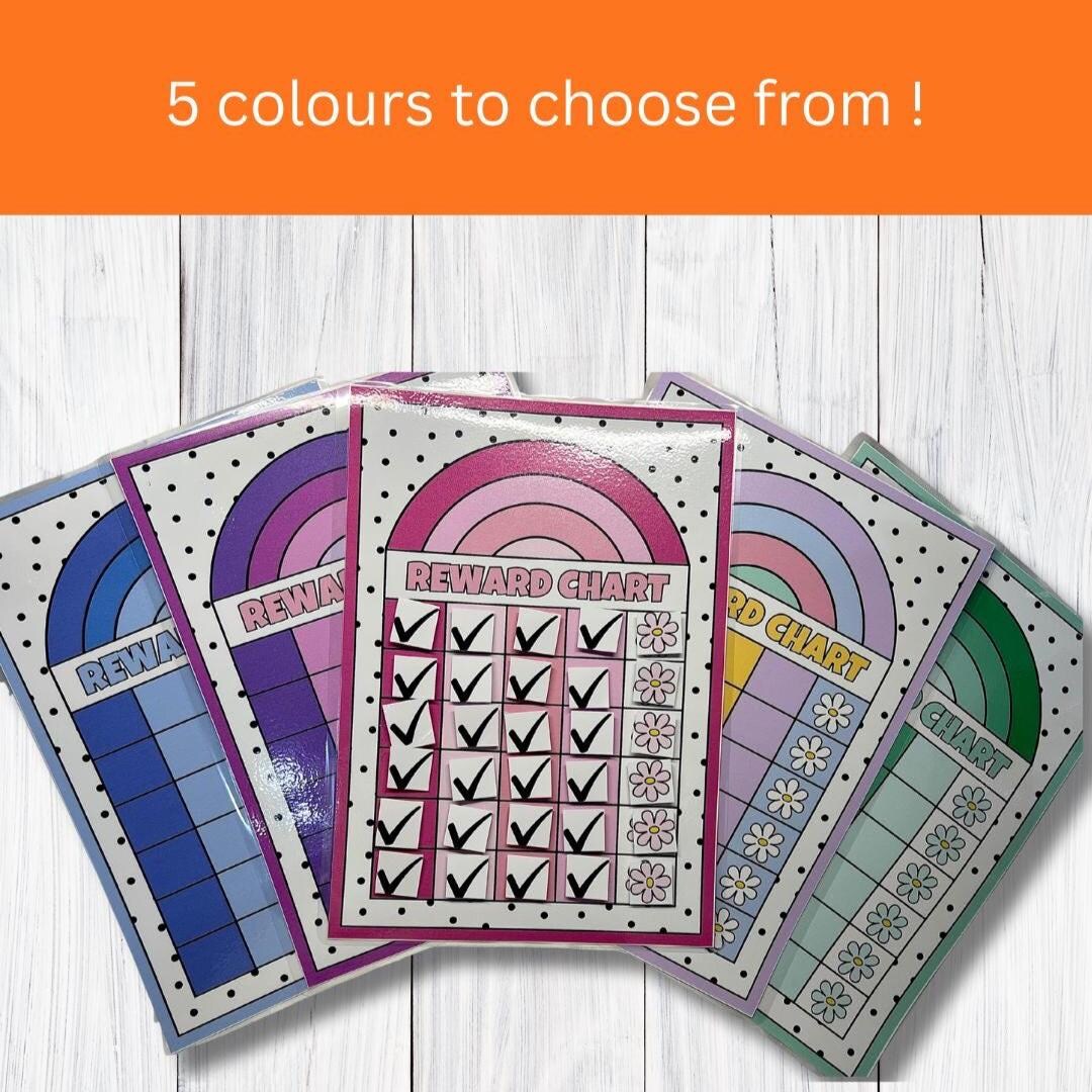 Reward Chart for Kids – Reusable Velcro Behaviour Tracker, Colourful ...