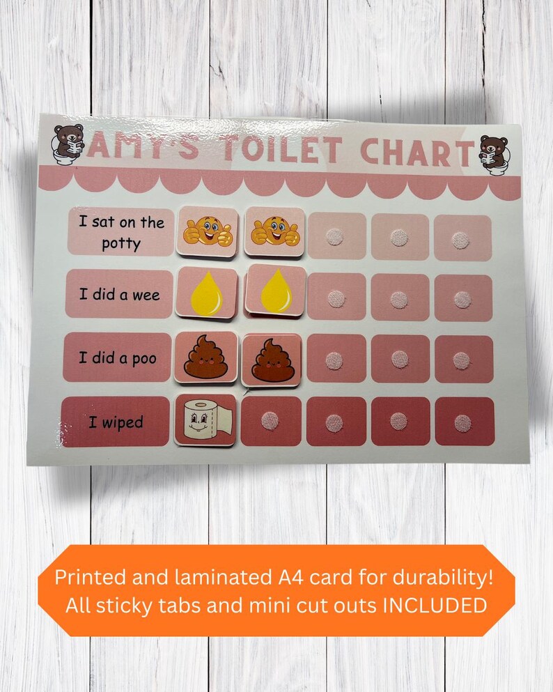 Personalised Daily Potty Training Chart for Kids - Toilet Training ...
