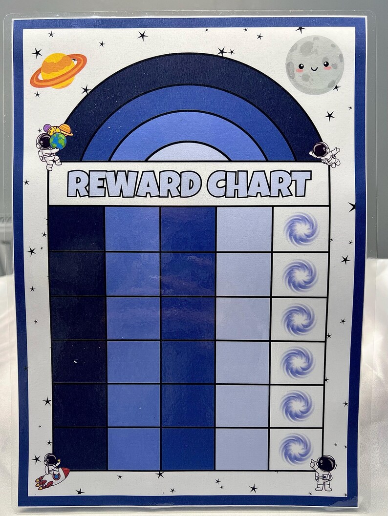 Reward Chart for Kids – Space Theme Reusable Velcro Behaviour Tracker ...