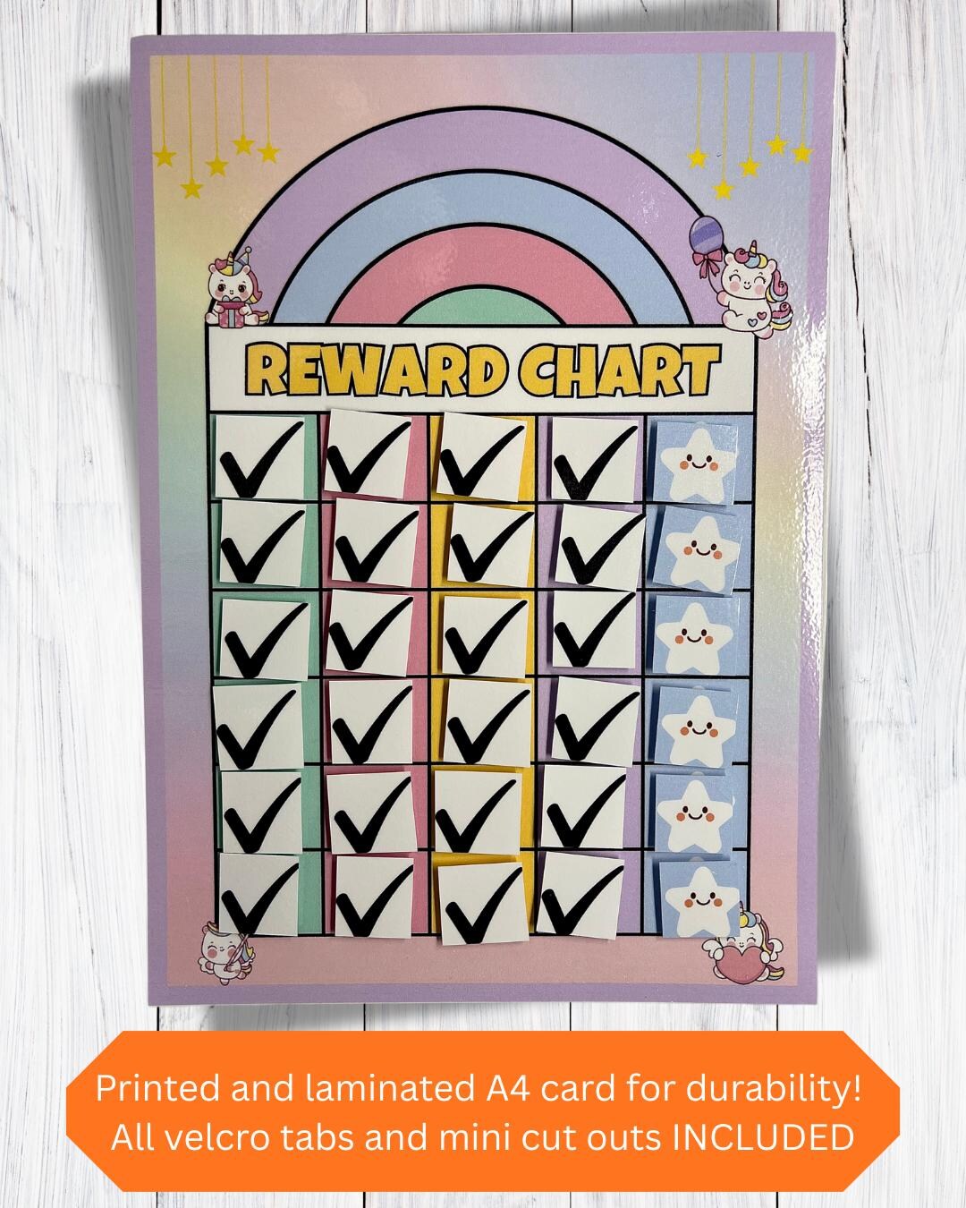 Reward Chart for Kids – Unicorn & Rainbow Reusable Velcro Behaviour ...