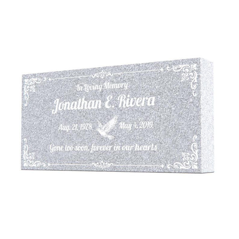 Custom Granite Grave Marker, Dove Headstone, Personalized Memorial ...