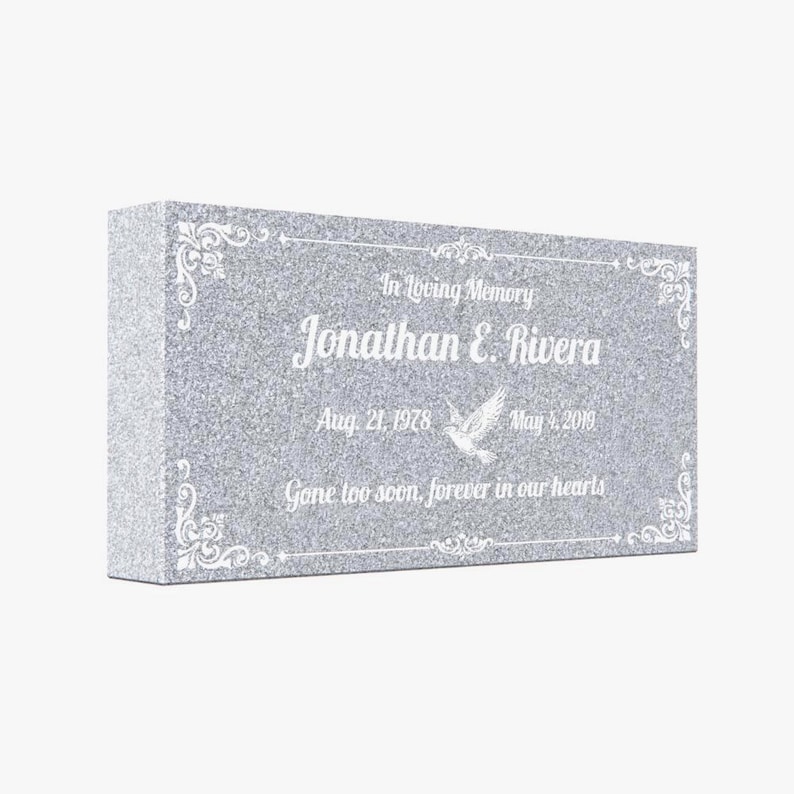 Custom Granite Grave Marker, Dove Headstone, Personalized Memorial ...
