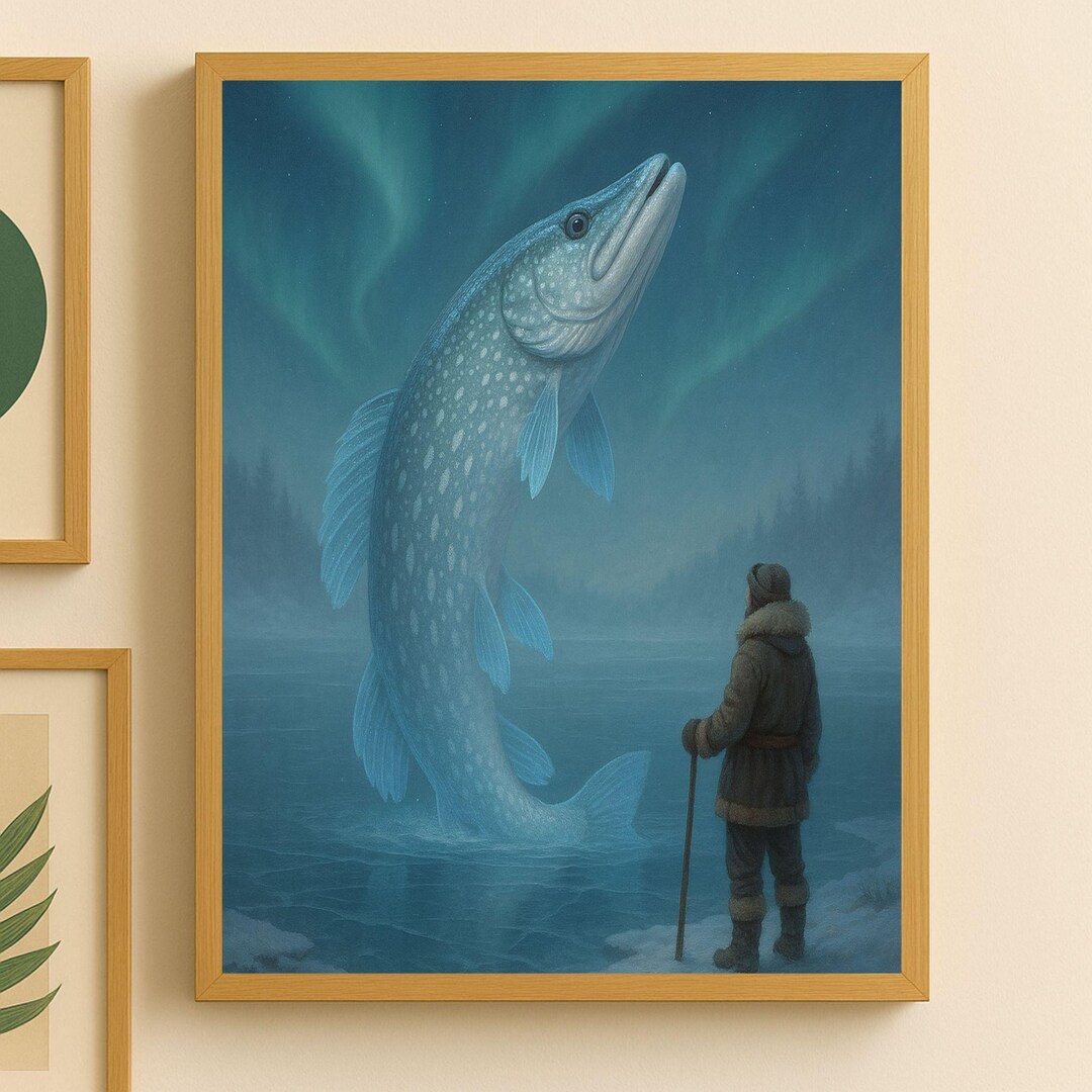 Pike Poster Fishing Wall Art Printable Digital Download Frost Pike ...