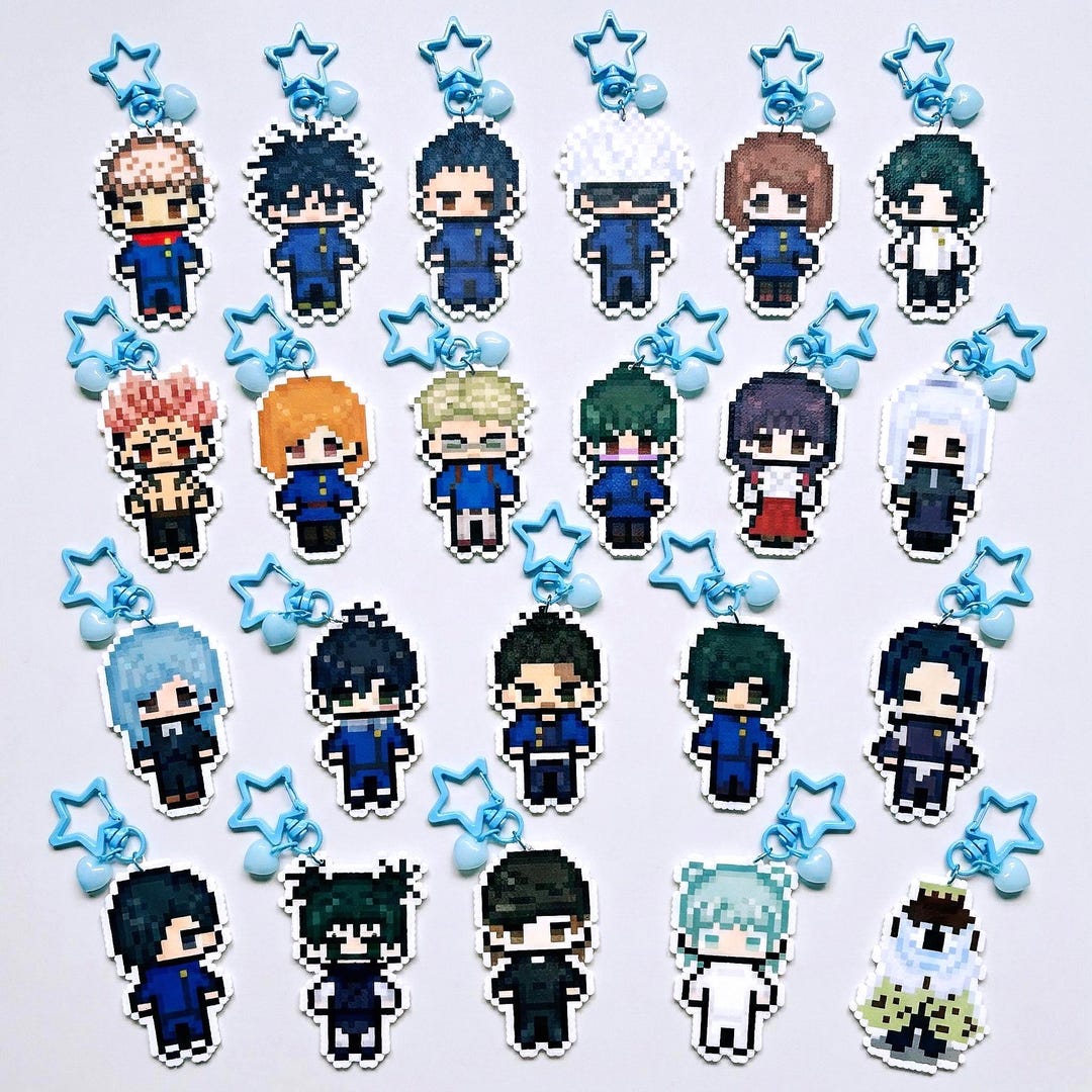 Jujutsu Kaisen Pixel Art Keychain | All Characters Gojo Satoru, Yuji ...