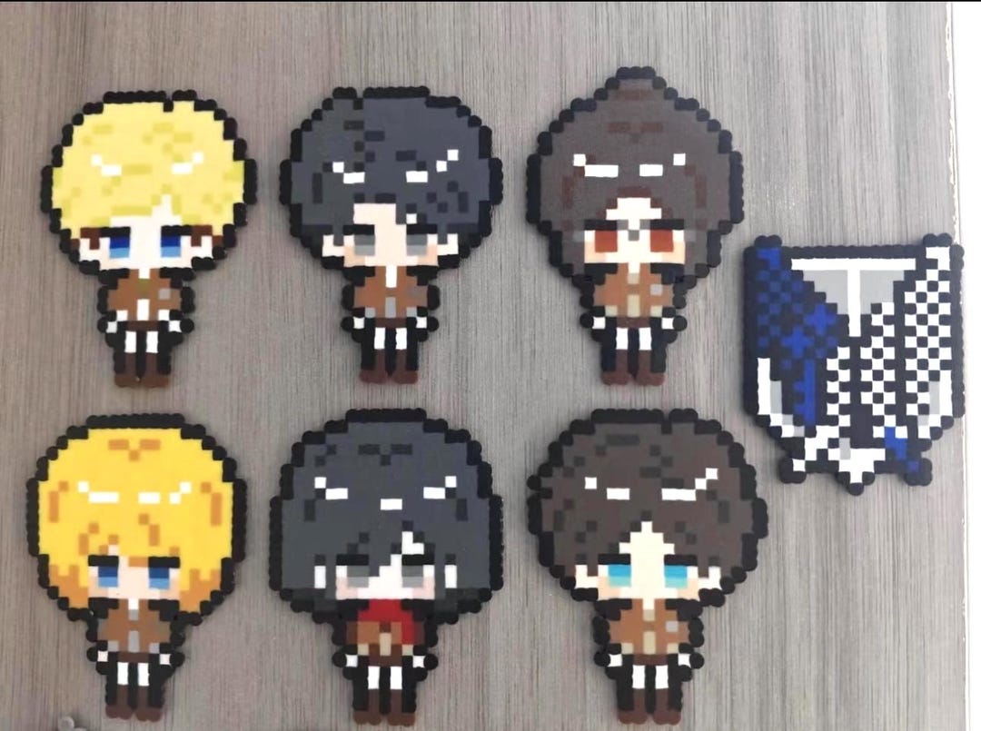 Attack on Titan Pixel Art Charms | Levi Ackerman Eren Yeager Mikasa ...