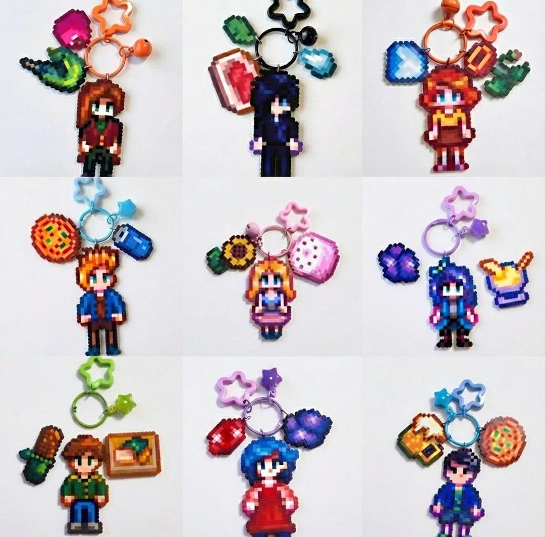 Handmade Stardew Valley Pixel Art Keychains | Sebastian Abigail Shane ...