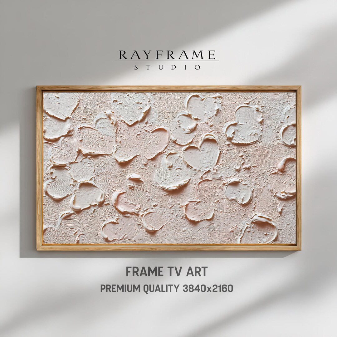 Frame TV Art, Neutral Blush Heart Texture Abstract (digital Download ...