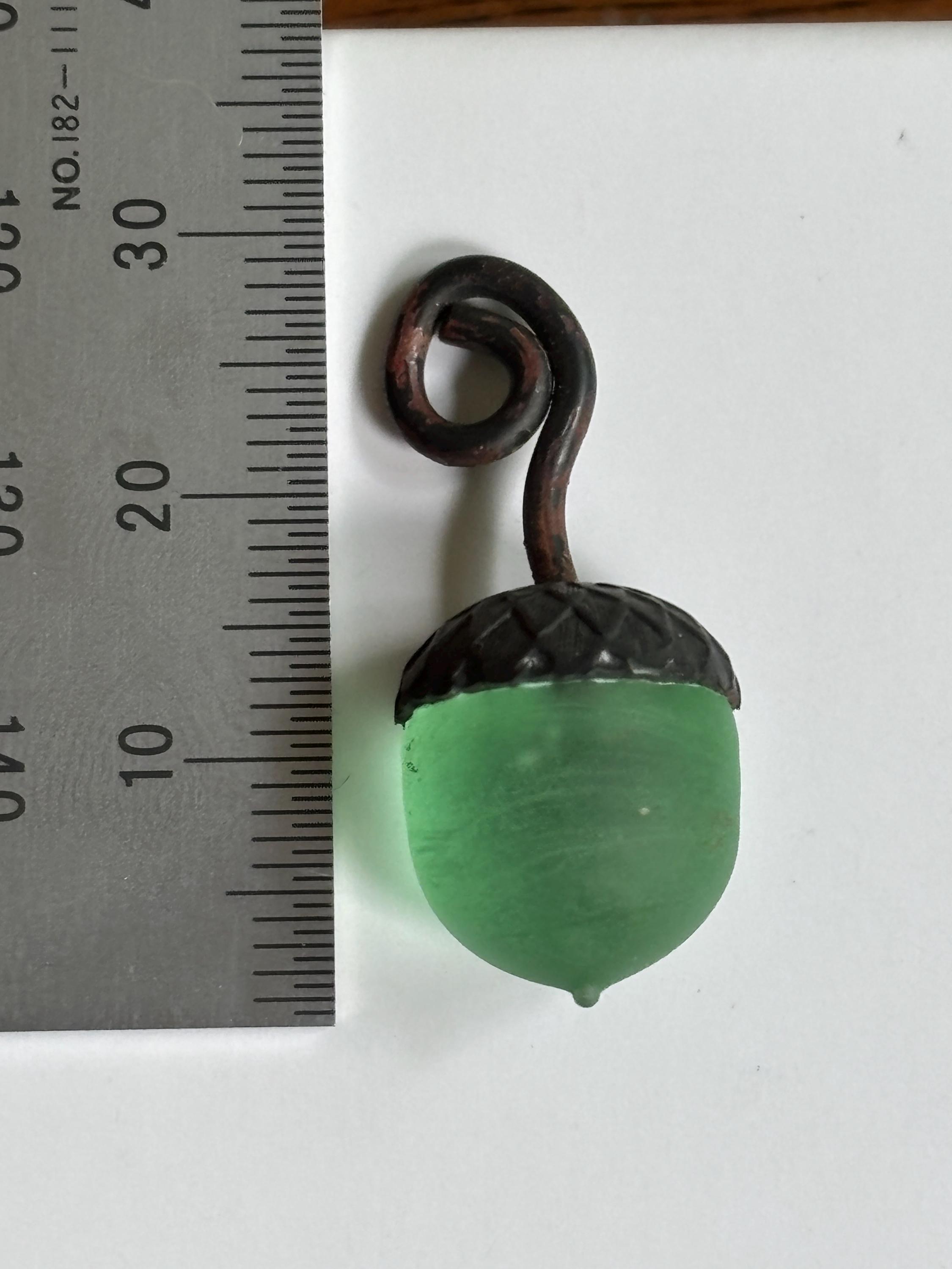 Frosted Emerald Glass Acorn Charm / Lampwork Bead / Recycled Glass - Etsy