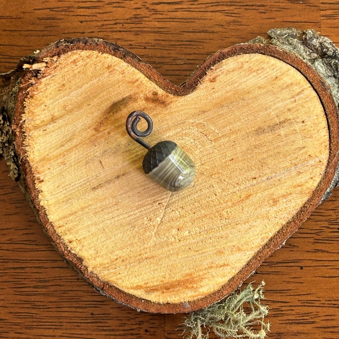 Fossil Gray Glass Acorn Charm / Lampwork Bead - Etsy
