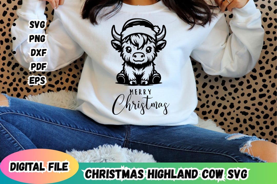 Christmas Highland Cow SVG | Christmas Kitchen Towel Cut File - Etsy