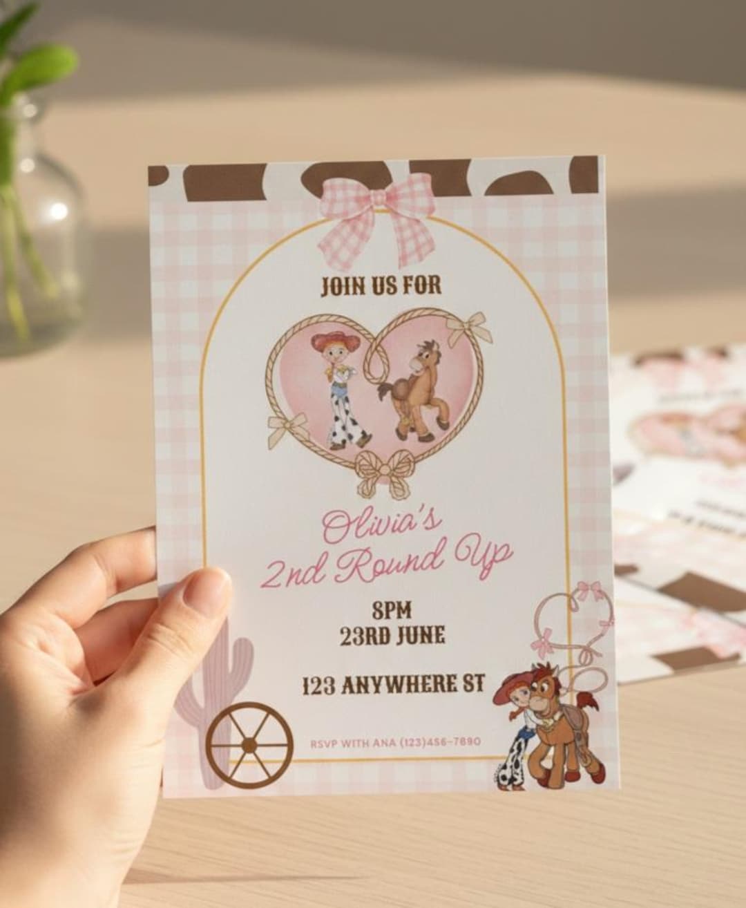 Jesse and Bullseye Pink Birthday Round up Invitation (editable ...