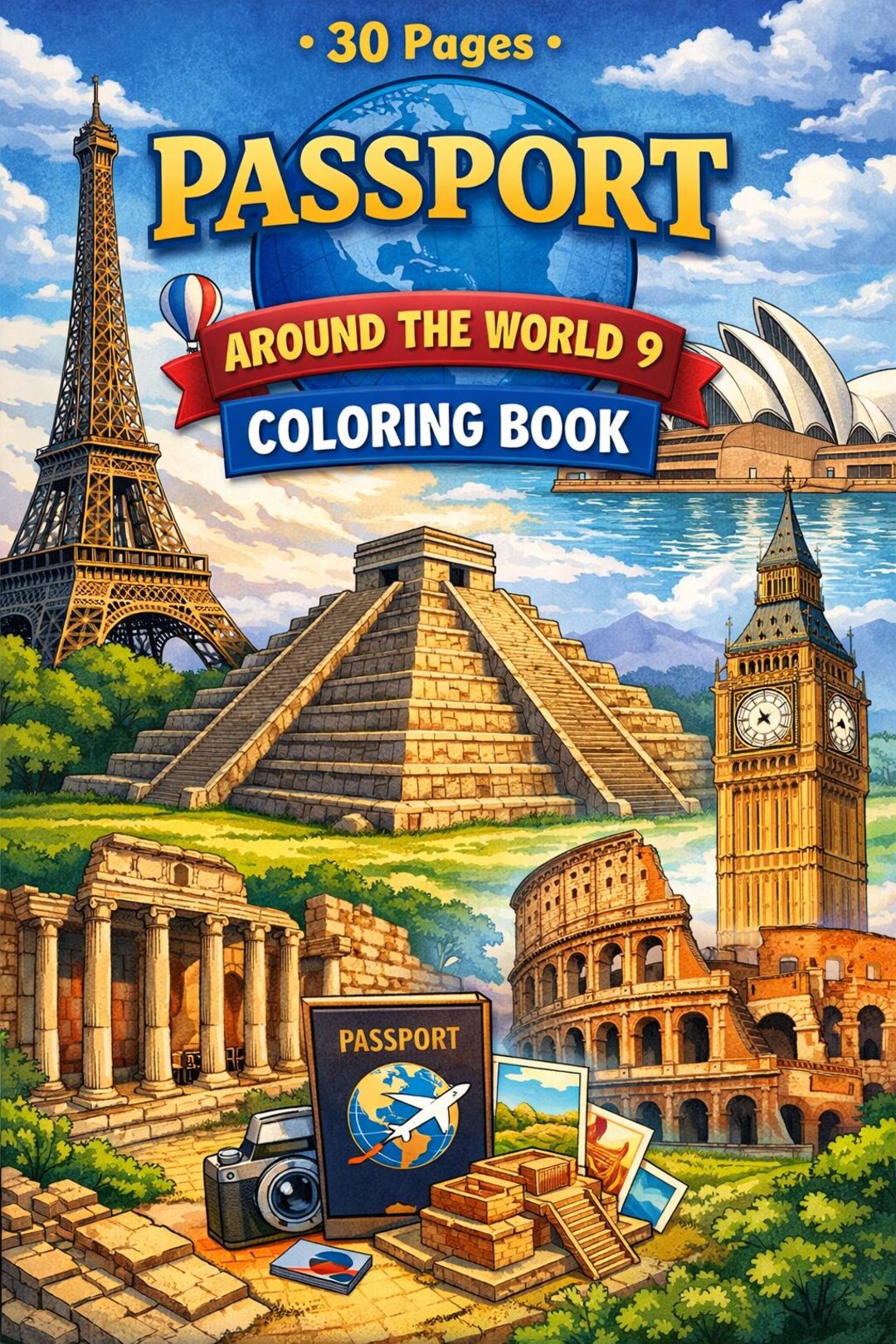 Passport Around the World 9 Coloring Book Printable, Coloring Pages PDF ...