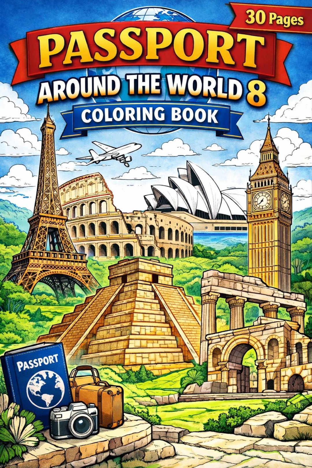 Passport Around the World 8 Coloring Book Printable, Coloring Pages PDF ...