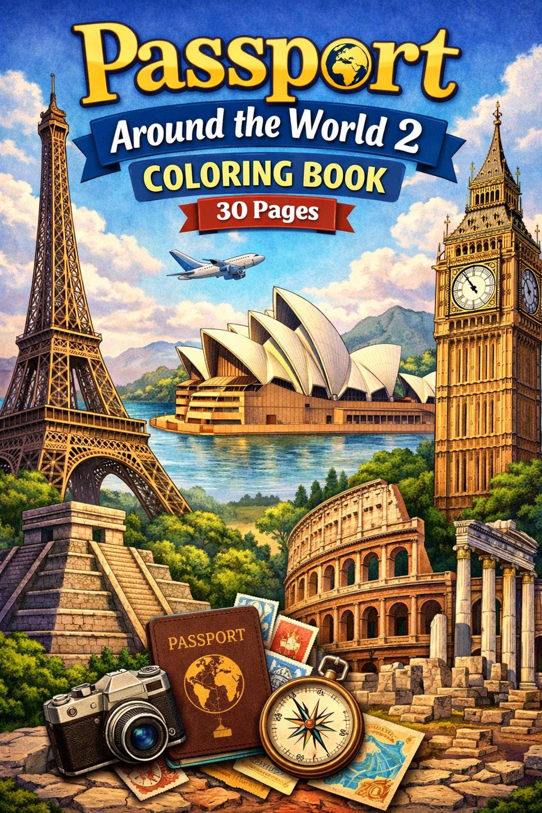 Passport Around the World 2 Coloring Book Printable, Coloring Pages PDF ...