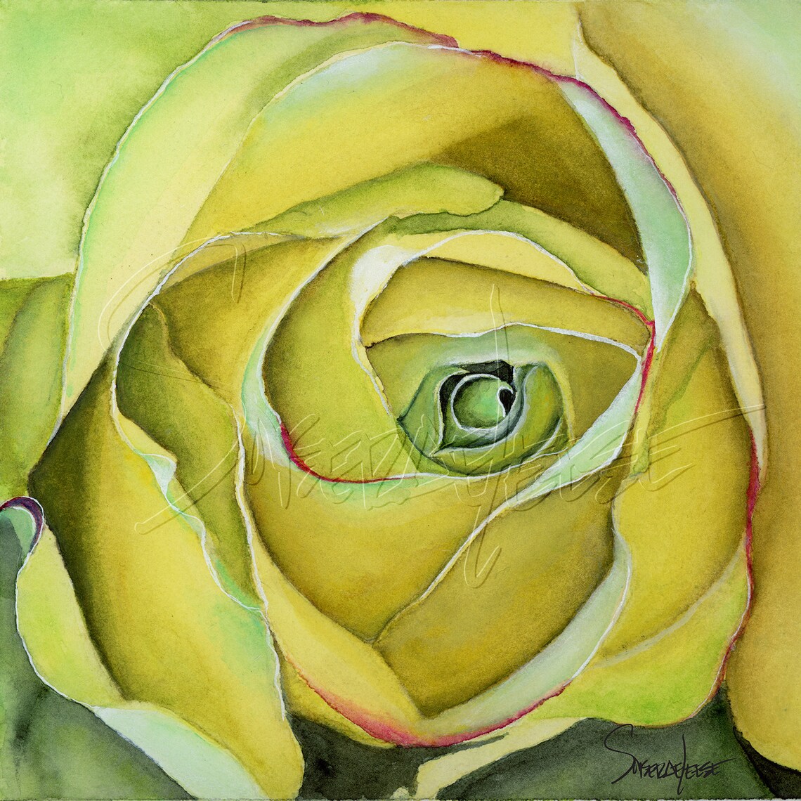 Signed Yellow Rose Archival Print Artrose Decorhand Painted - Etsy