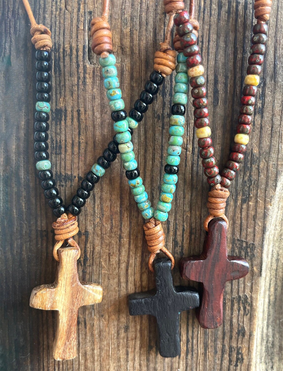 Hand-carved Wooden Crosses Hand-beaded With Miyuki Japanese Glass Beads ...