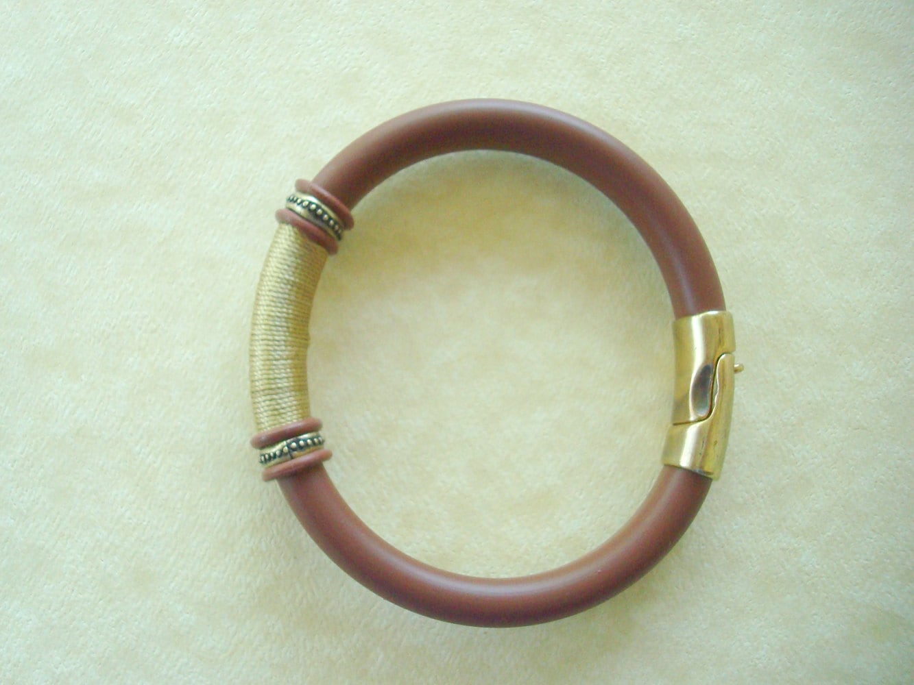 NEW Vegan Rust Colored Brown Flexible Bracelet With Brass - Etsy