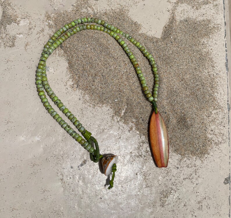 Hand-carved Surfboard Necklace, Miyuki Glass Beads, Shell Closure - Etsy