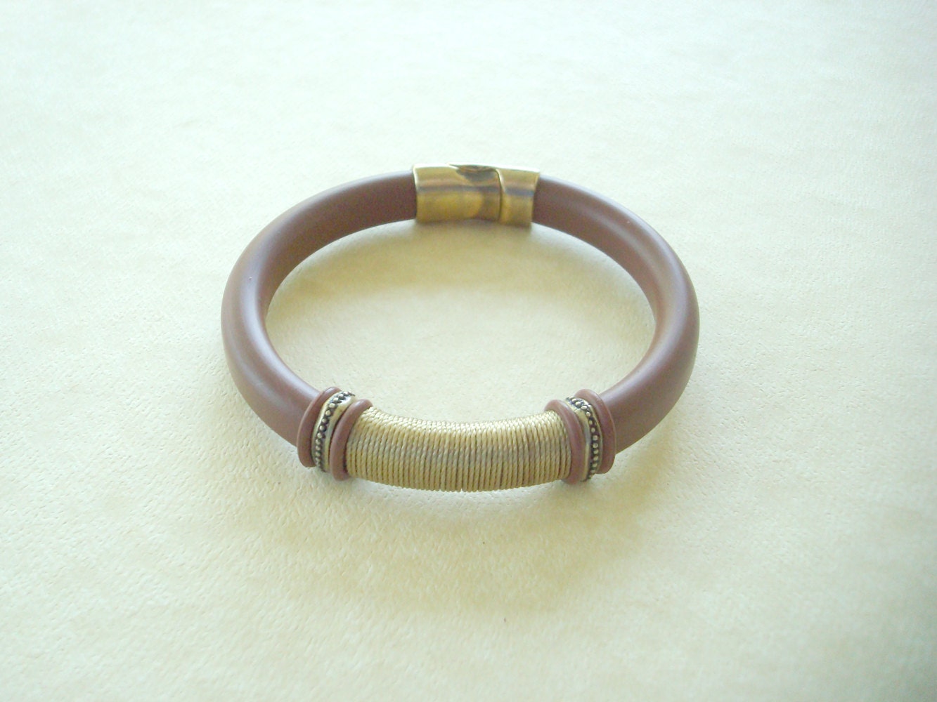 NEW Vegan Rust Colored Brown Flexible Bracelet With Brass - Etsy