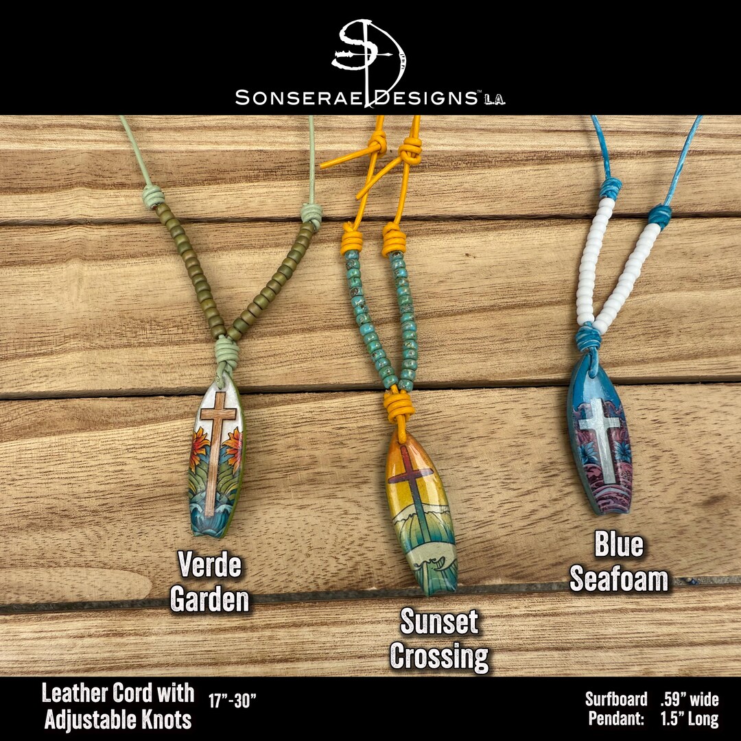 Hand-carved Surfboard Necklace, Miyuki Beads, US Veteran Made - Etsy
