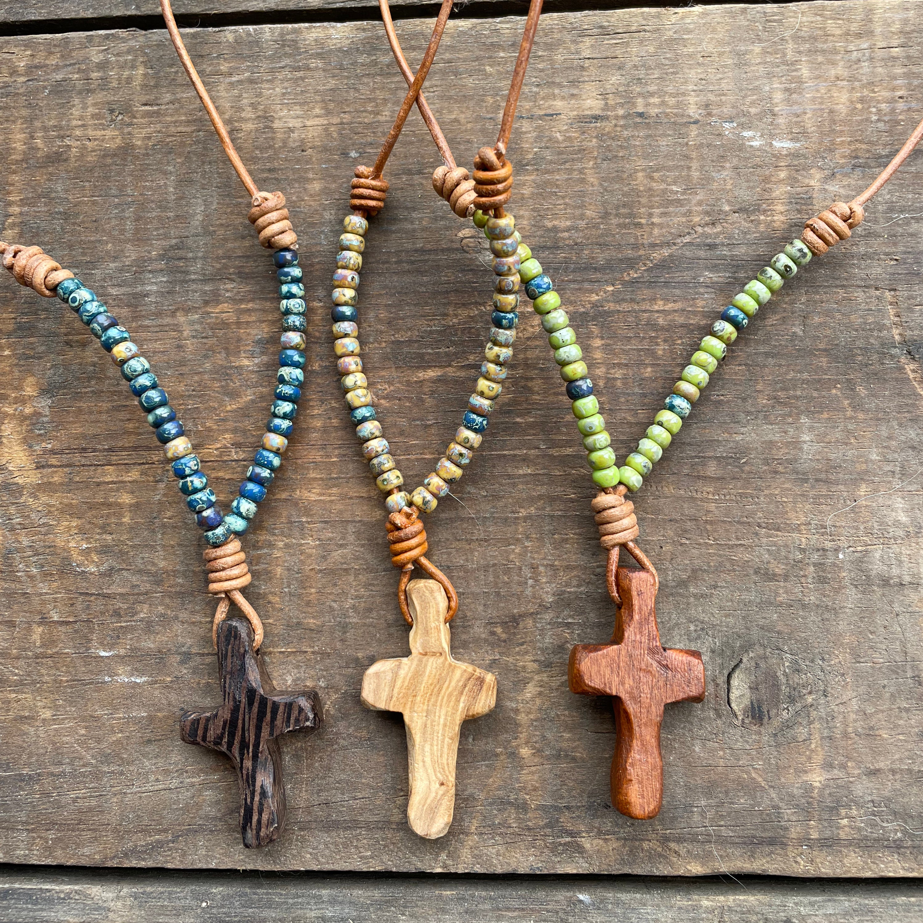 Hand-carved Wooden Crosses Hand-beaded With Miyuki Japanese Glass Beads ...