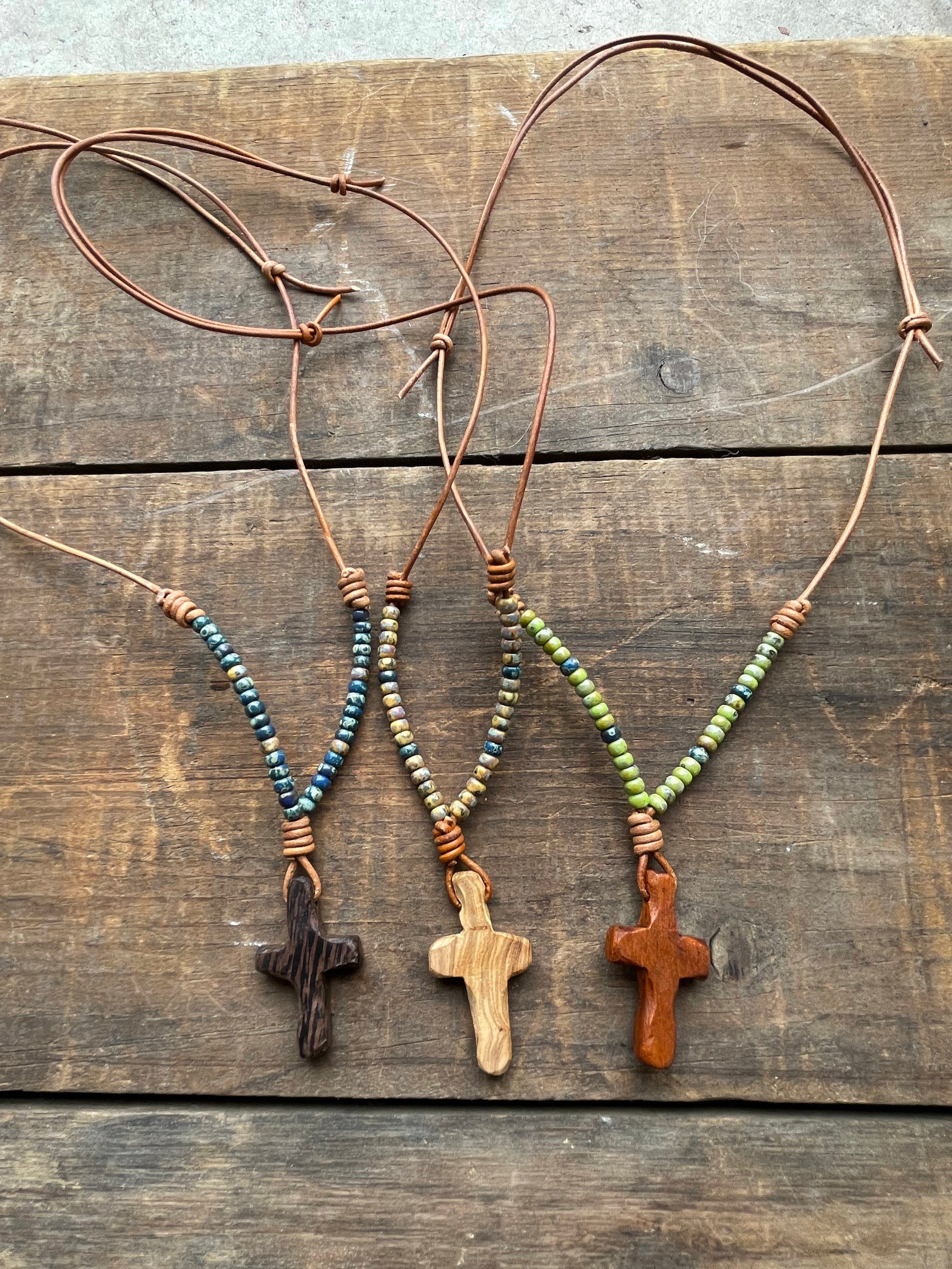 Hand-carved Wooden Crosses Hand-beaded With Miyuki Japanese Glass Beads ...