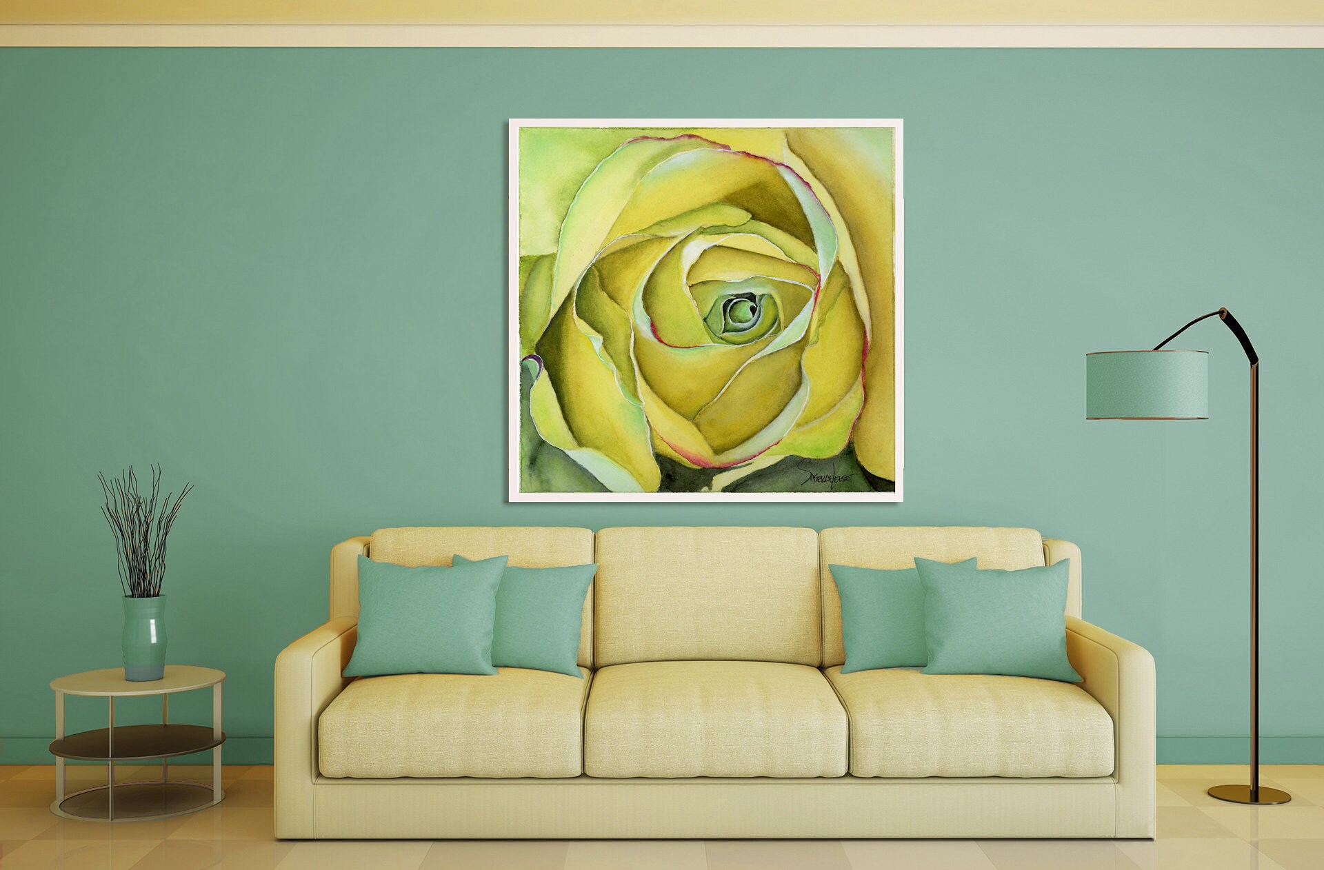Signed Yellow Rose Archival Print Artrose Decorhand Painted - Etsy