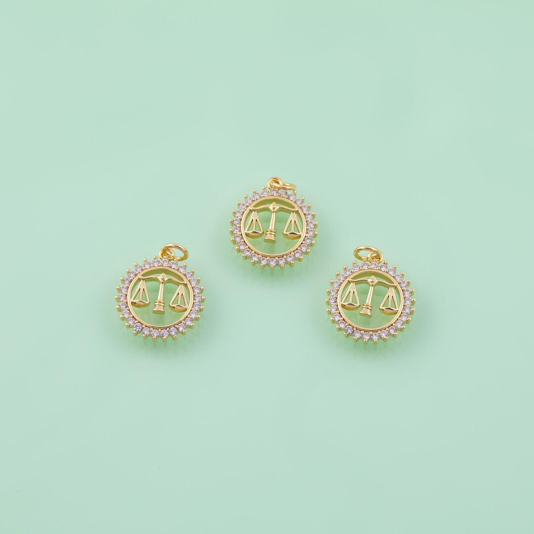 Scale of Justice Charm and Connector 18K Gold Filled Charm Bar Charms ...
