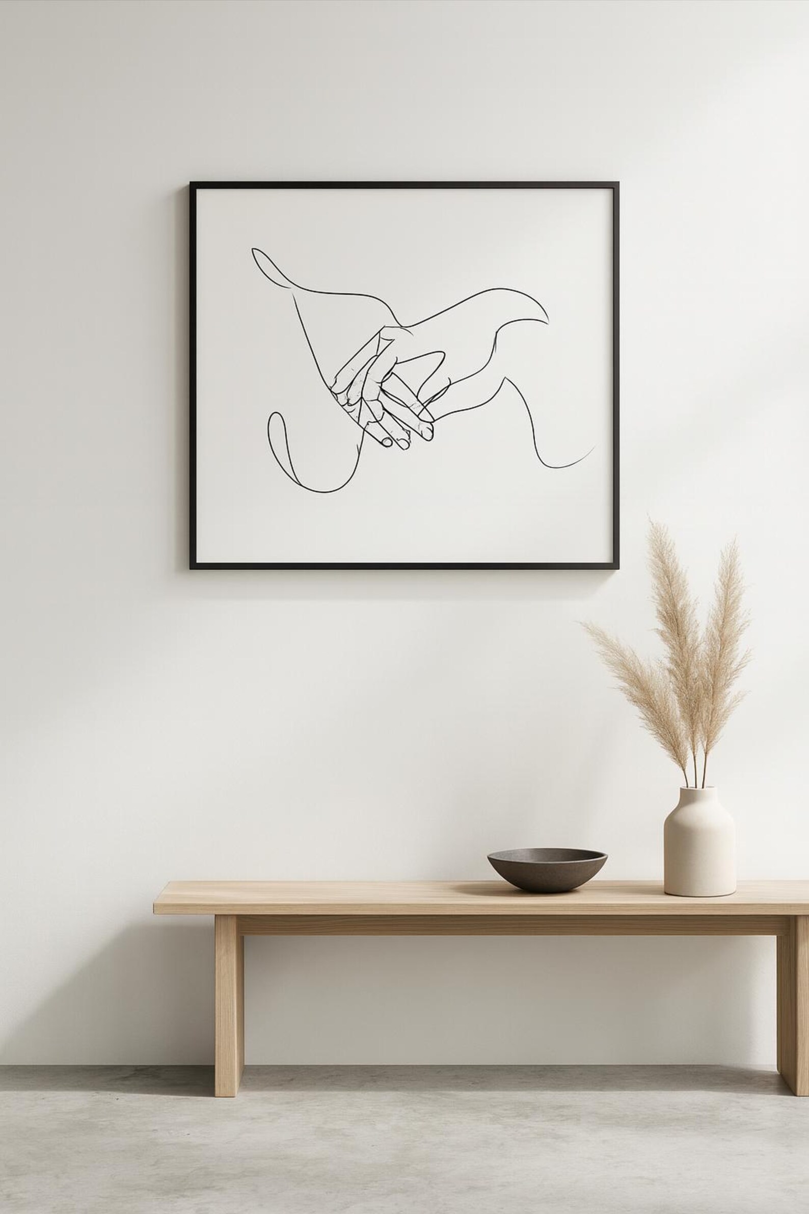One Line Hands Drawing Printable, Minimalist Couple Line Art, Modern ...