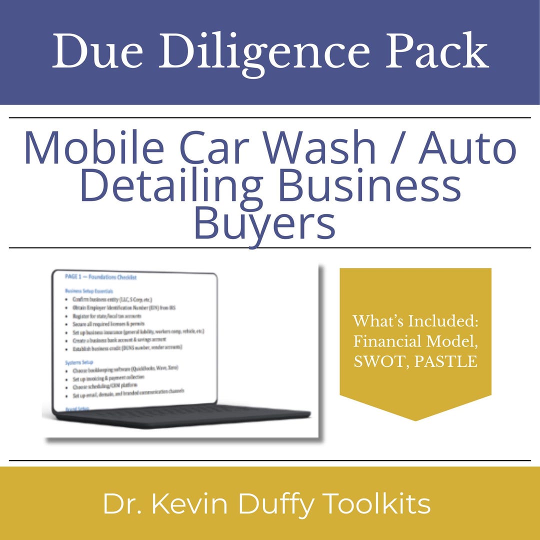 Mobile Car Wash Due Diligence Pack | Financial Model, Checklist (PDF ...