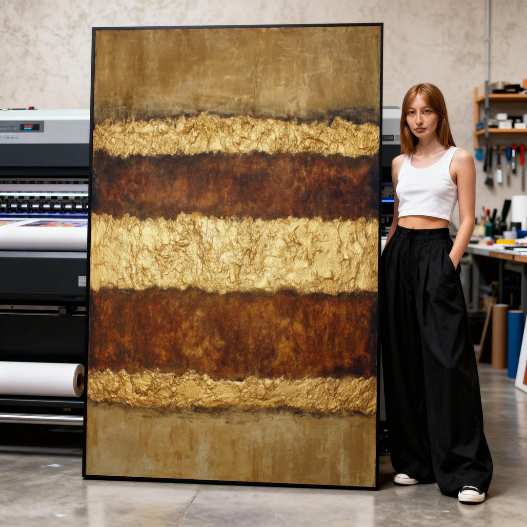 Mark Rothko Abstract Canvas, Gold and Brown Wall Art, Modern Minimalist ...