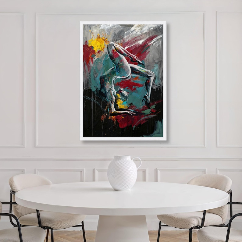 Abstract Contortionist Pose Canvas, Modern Figurative Art, Dynamic Body ...