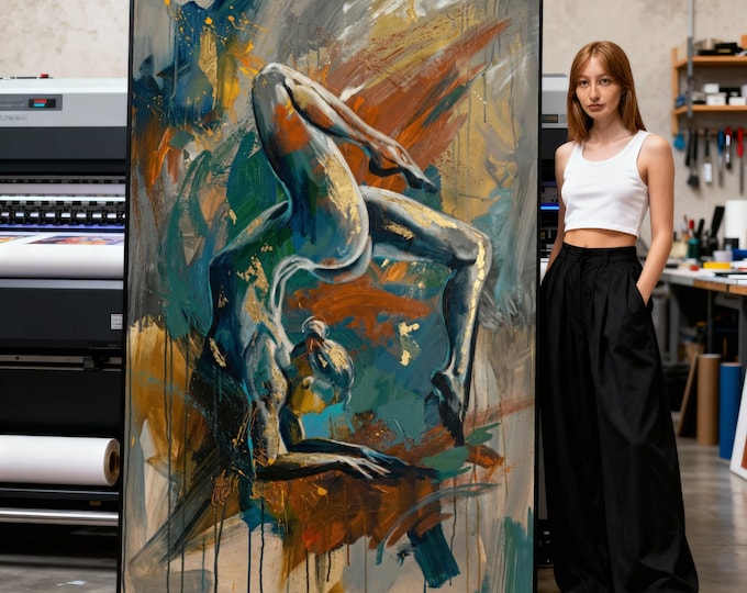 Abstract Contortionist Pose Canvas, Modern Figurative Art, Dynamic Body ...