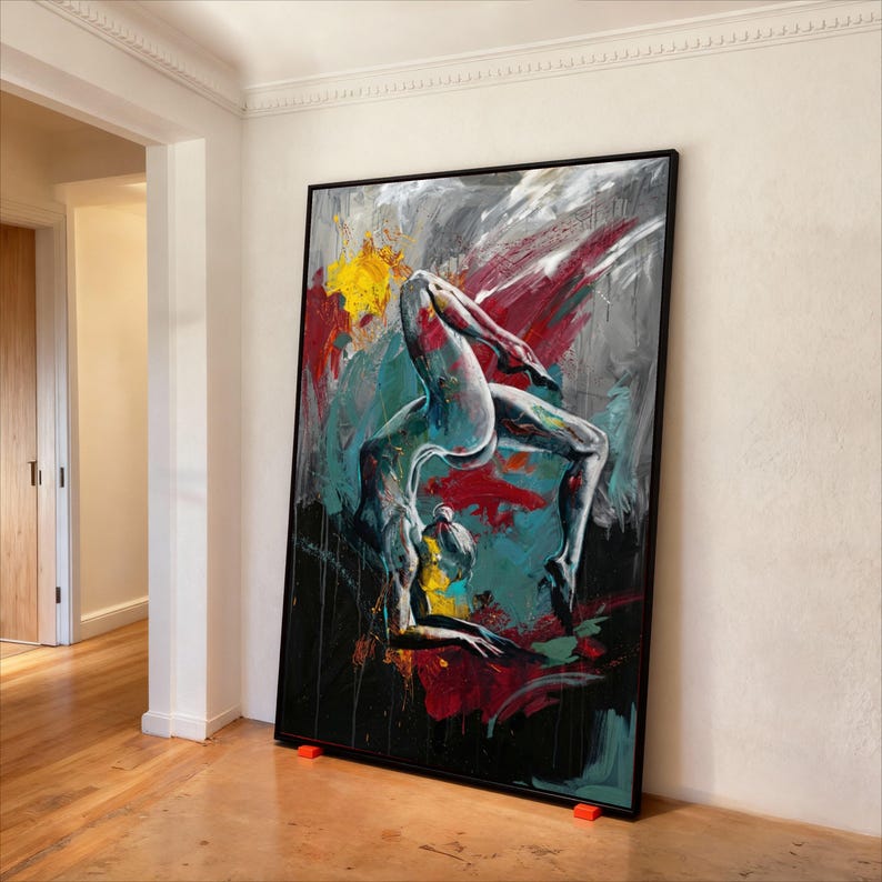 Abstract Contortionist Pose Canvas, Modern Figurative Art, Dynamic Body ...