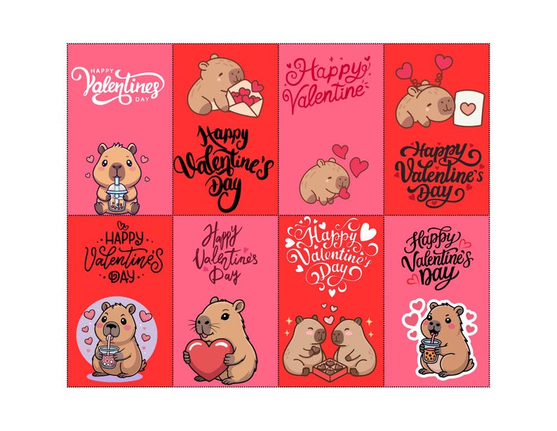 Capybara Valentine's Day Cards - Etsy