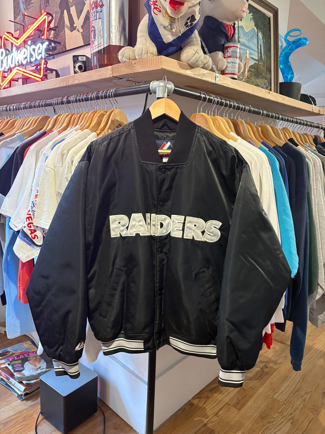 Vintage Oakland Raiders Spellout Satin 80s Jacket Size M - Etsy