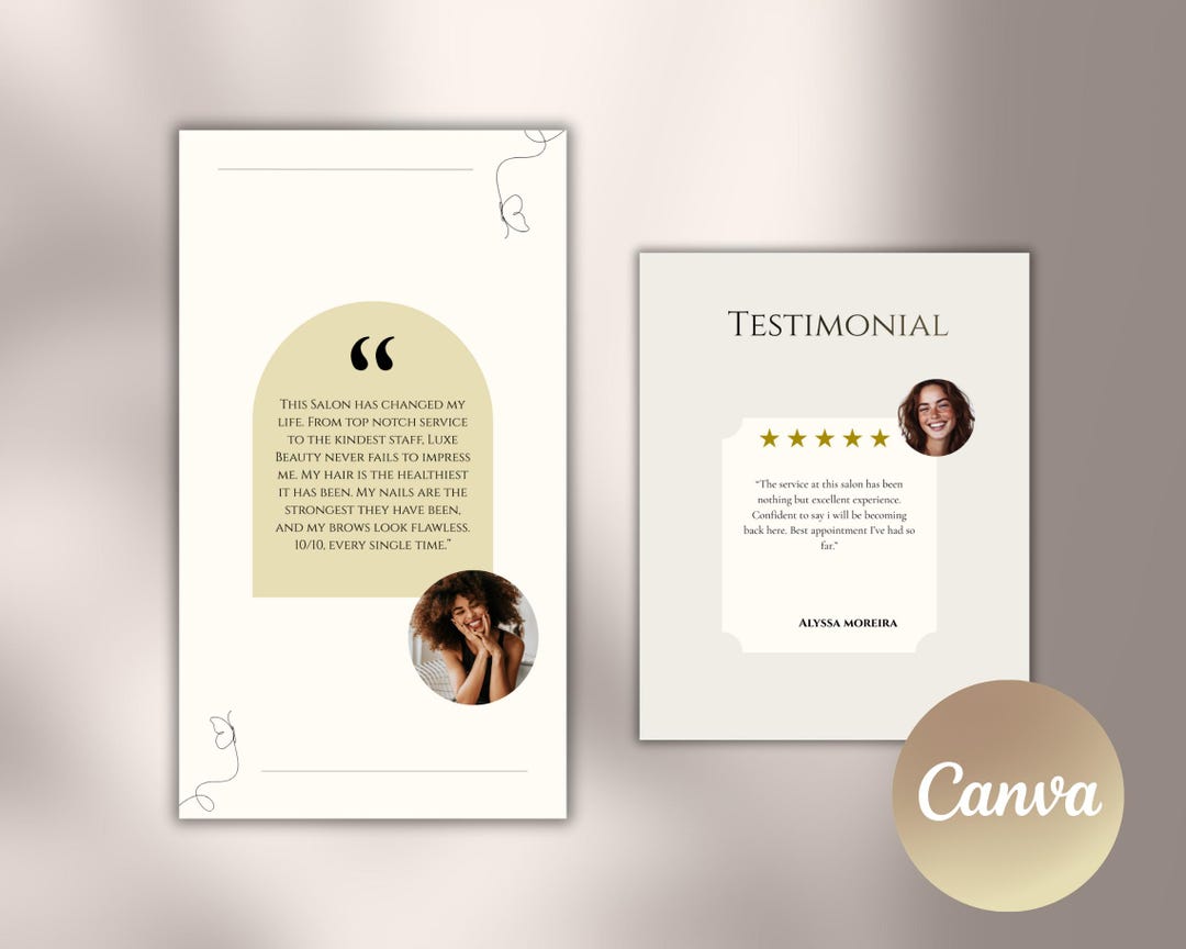 Luxury Client Testimonial Instagram Templates | Minimalist Salon Review ...