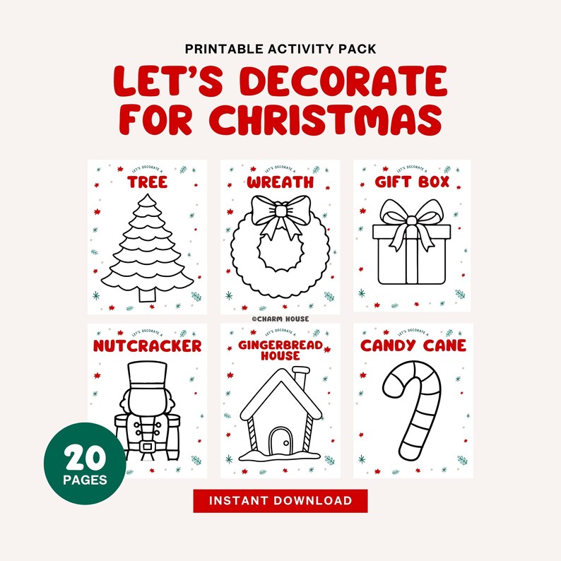 Kids Christmas Printable Activity Pack – 20 Page Let’s Decorate Cut ...