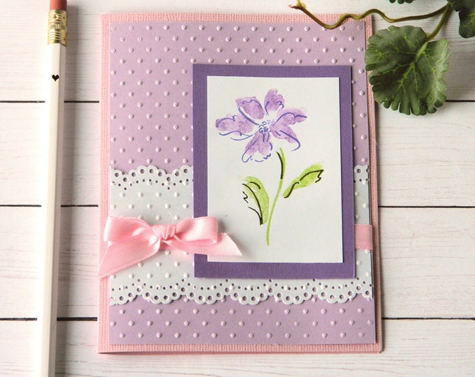 Daisy Birthday Card - Purple Flower Card - Gift Card Holder - Stampin ...