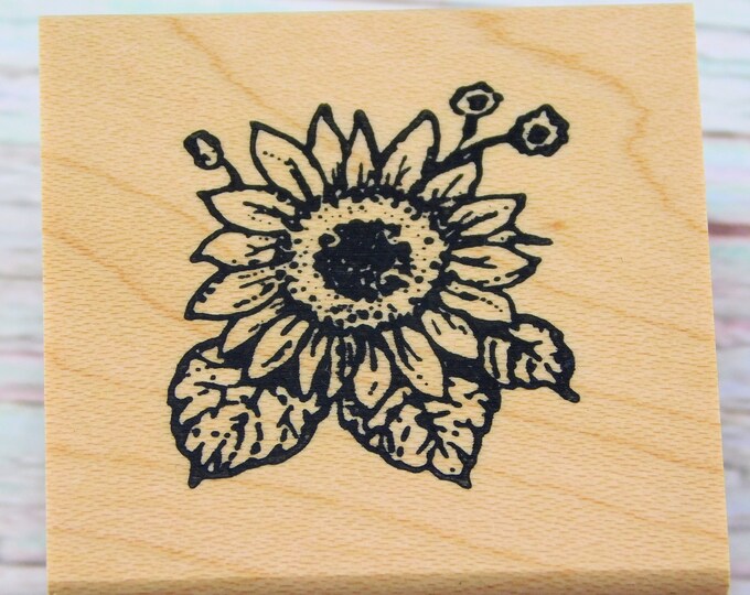 Sunflower Rubber Stamp - Summer Sunflower - Wood Mounted Stamp - Etsy