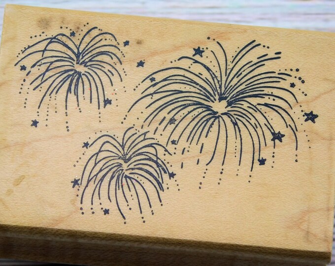 Fireworks Stamp Fourth of July Art Impressions Rubber Stamp Wood Mount ...